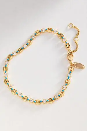 Anthropologie Bottle Cap Stone Bracelet Blue