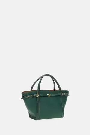 TOD'S Small T Timeless Leather Shopping Bag - Green