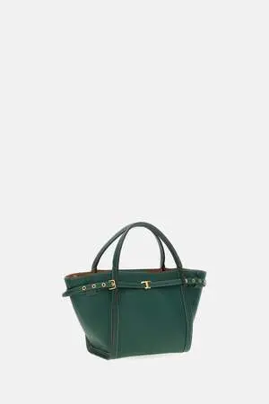 TOD'S Small T Timeless Leather Shopping Bag - Green