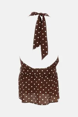 PAROSH Polka Dot Silk Top
