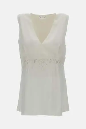 PAROSH Sleeveless Top - White
