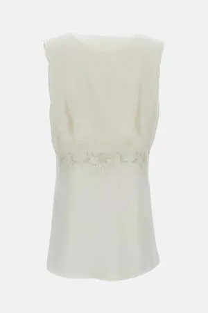 PAROSH Sleeveless Top - White