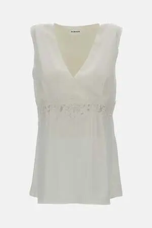 PAROSH Sleeveless Top - White