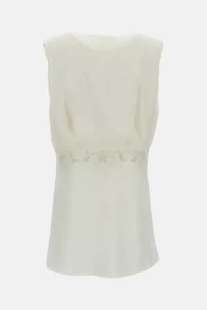PAROSH Sleeveless Top - White