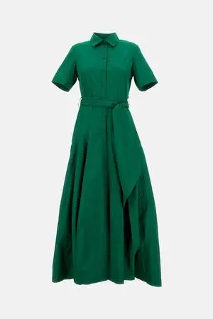 PAROSH Long Shirt Dress With Belt
