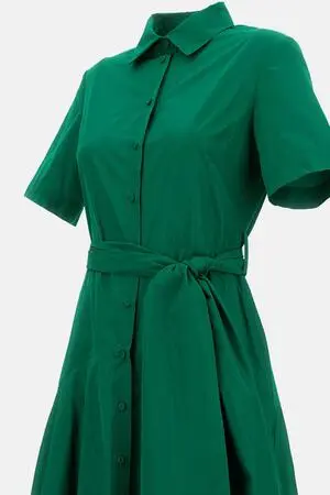 PAROSH Long Shirt Dress With Belt