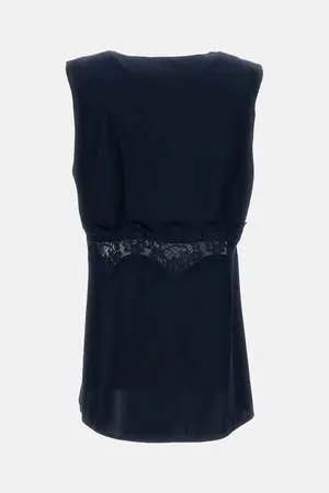 PAROSH Sleeveless Top With Lace Insert - Blu