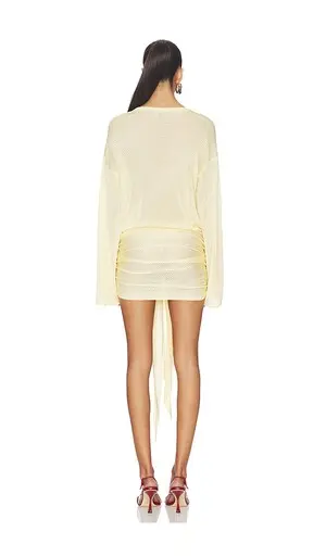 Attico Viscose Pointelle Knit Wrap Dress