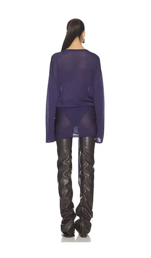 Attico Pointelle Knit Wrap Dress