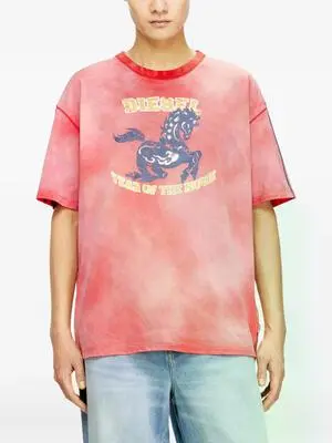 DIESEL® Year Of The Horses Print T-shirt - Red