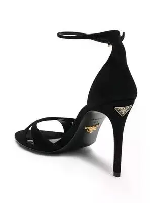Prada Criss-cross Stiletto Heel Sandals - Black