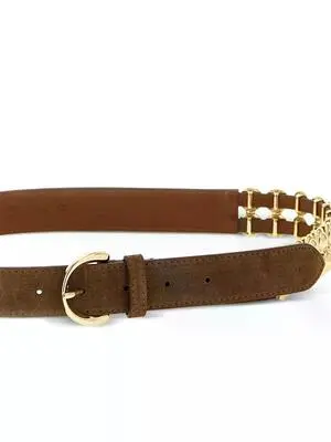 Pinko Studded Buckle Leather Belt - Brown