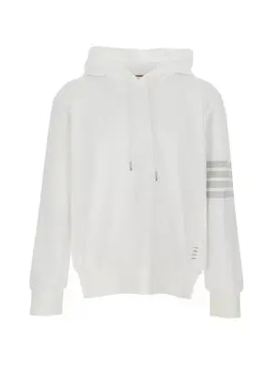 Thom Browne Drawstring 4-bar Hoodie - White