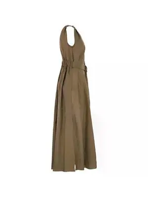 Brunello Cucinelli V-neck Belted Midi Dress - Brown