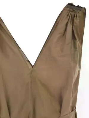 Brunello Cucinelli V-neck Belted Midi Dress - Brown