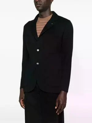 LARDINI Notched Patch-pocket Jacket - Black