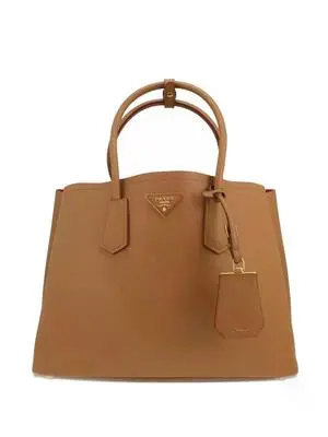 Prada 2020s Double Leather Tote Bag - Brown