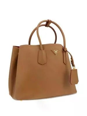 Prada 2020s Double Leather Tote Bag - Brown