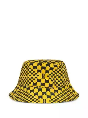 Rhude Checked Monogram Bucket Hat - Yellow