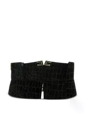 Elisabetta Franchi Enamelled Bustier Belt - Black