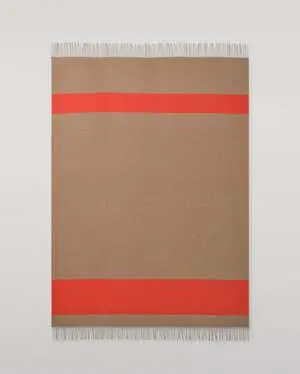 Johnstons Of Elgin Brown & Stripe Throw - Red