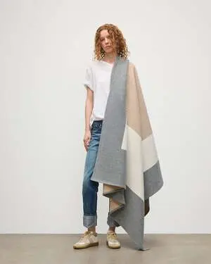 Johnstons Of Elgin Art Geometric Grey & Cashmere Throw - Natural