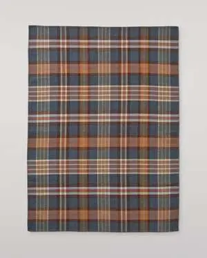 Johnstons Of Elgin Double Face & Brown Wool Throw - Blue