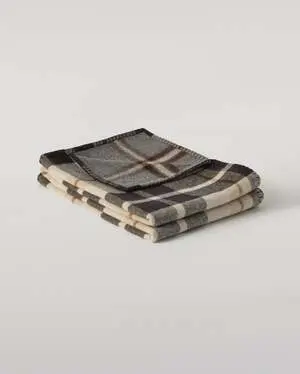 Johnstons Of Elgin Double Face Black & Blue Wool Throw