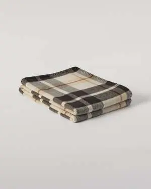 Johnstons Of Elgin Double Face Black & Blue Wool Throw