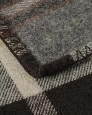 Johnstons Of Elgin Double Face Black & Blue Wool Throw