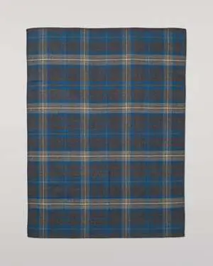 Johnstons Of Elgin Double Face & Grey Wool Throw - Blue