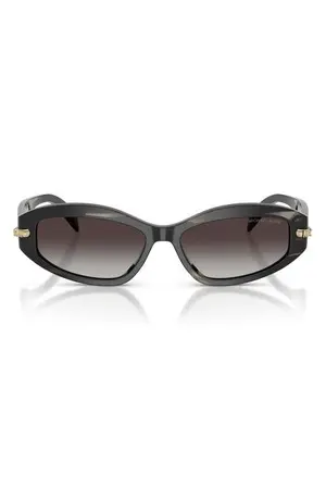 Michael Kors Wilmington 54mm Oval Sunglasses - Black Horn/light Grey