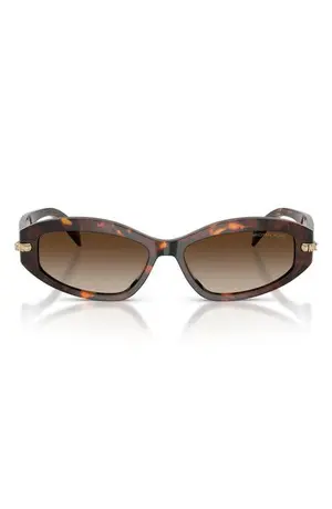 Michael Kors Wilmington 54mm Oval Sunglasses - Luggage Tortoise/smoke