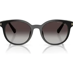 Michael Kors Pienza 53mm Gradient Round Sunglasses - Black/light Grey Gradient