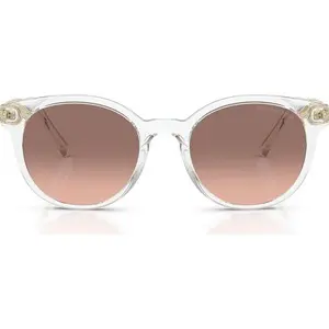 Michael Kors Pienza 53mm Gradient Round Sunglasses - Crystal/pink Dark Brown