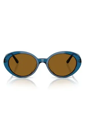 Oliver Spencer Lumar 51mm Oval Sunglasses - Tetsukon Blue/true Brown