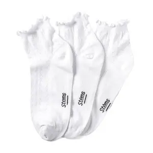 STEMS Pointelle 3-pack Ankle Socks - White