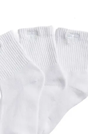 STEMS Bow 3-pack Cushioned Crew Socks - White