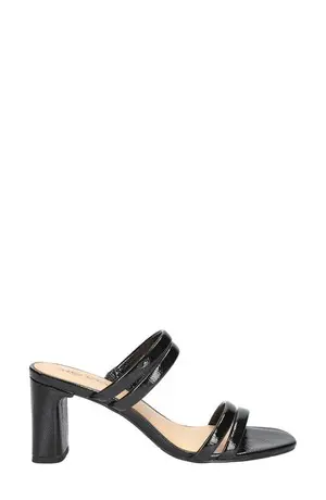 EASY WORKS BY EASY STREET Jemma Slide Sandal - Black Crinkled Patent