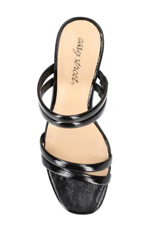 EASY WORKS BY EASY STREET Jemma Slide Sandal - Black Crinkled Patent