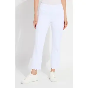 Lyssé Scallop Hem Pull-on Ankle Bootcut Knit Jeans - White