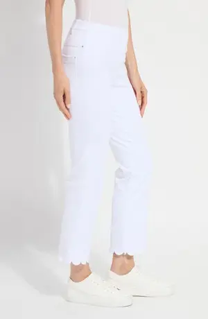 Lyssé Scallop Hem Pull-on Ankle Bootcut Knit Jeans