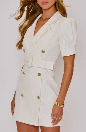 VICI Devon Belted Tweed Blazer Minidress