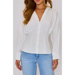 VICI Cotton Button-up Shirt With O-ring Belt - White
