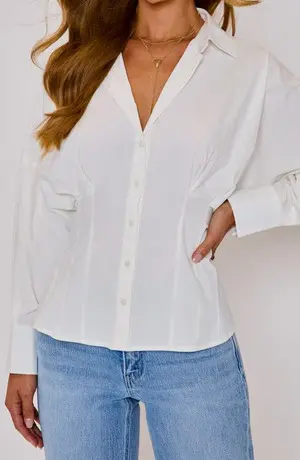 VICI Cotton Button-up Shirt With O-ring Belt