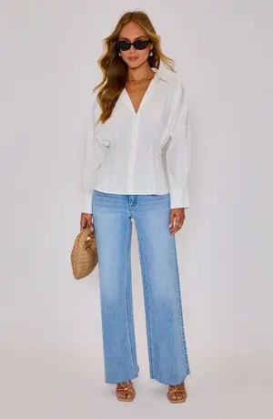 VICI Cotton Button-up Shirt With O-ring Belt