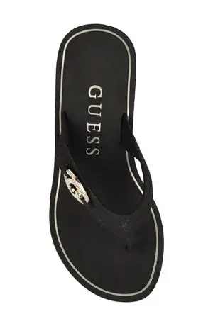 Guess Shai Platform Wedge Flip Flop - Black