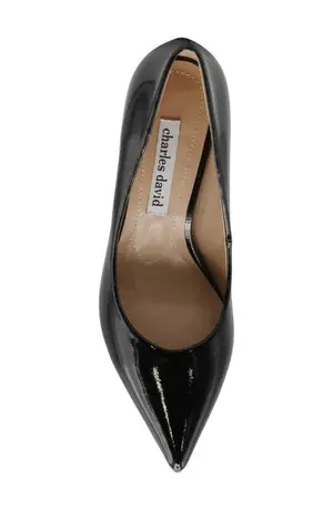 CHARLES DAVID Geno Pointed-toe Pumps - Black Patent