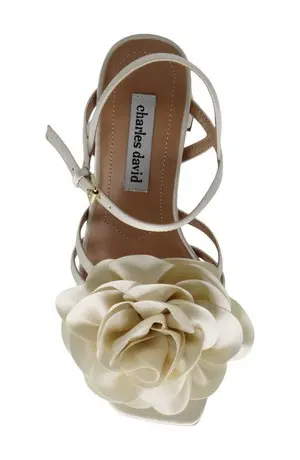 CHARLES DAVID Ankle Strap Sandal - Ivory Satin