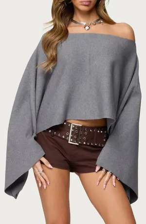 EDIKTED Off-the-shoulder Poncho Top